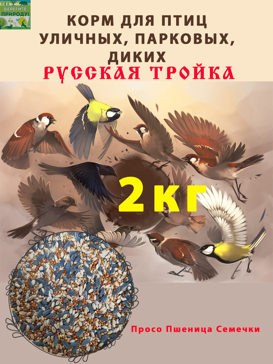 Корм в кормушку для птиц " Русская тройка" 2 кг