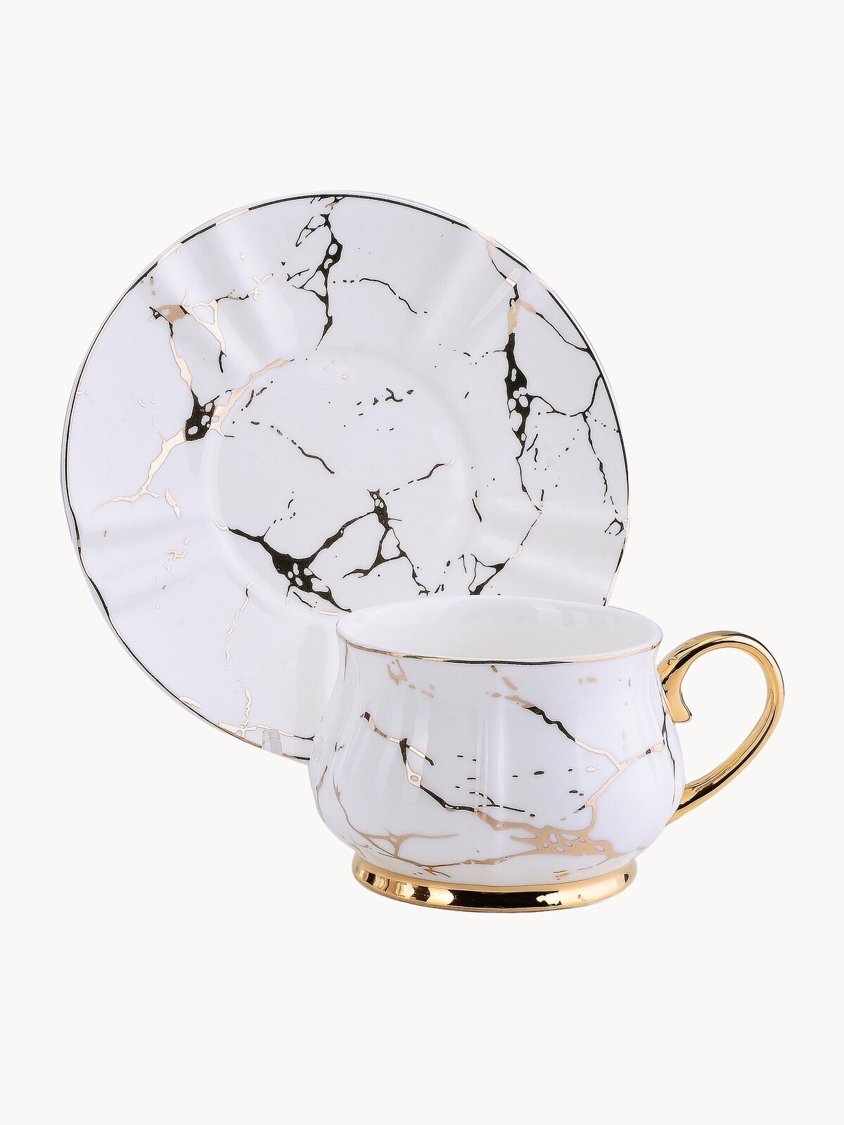 Чайный сервиз из костяного фарфора Loraine на 6 персон 12 предметов 200мл в подарочной упаковке