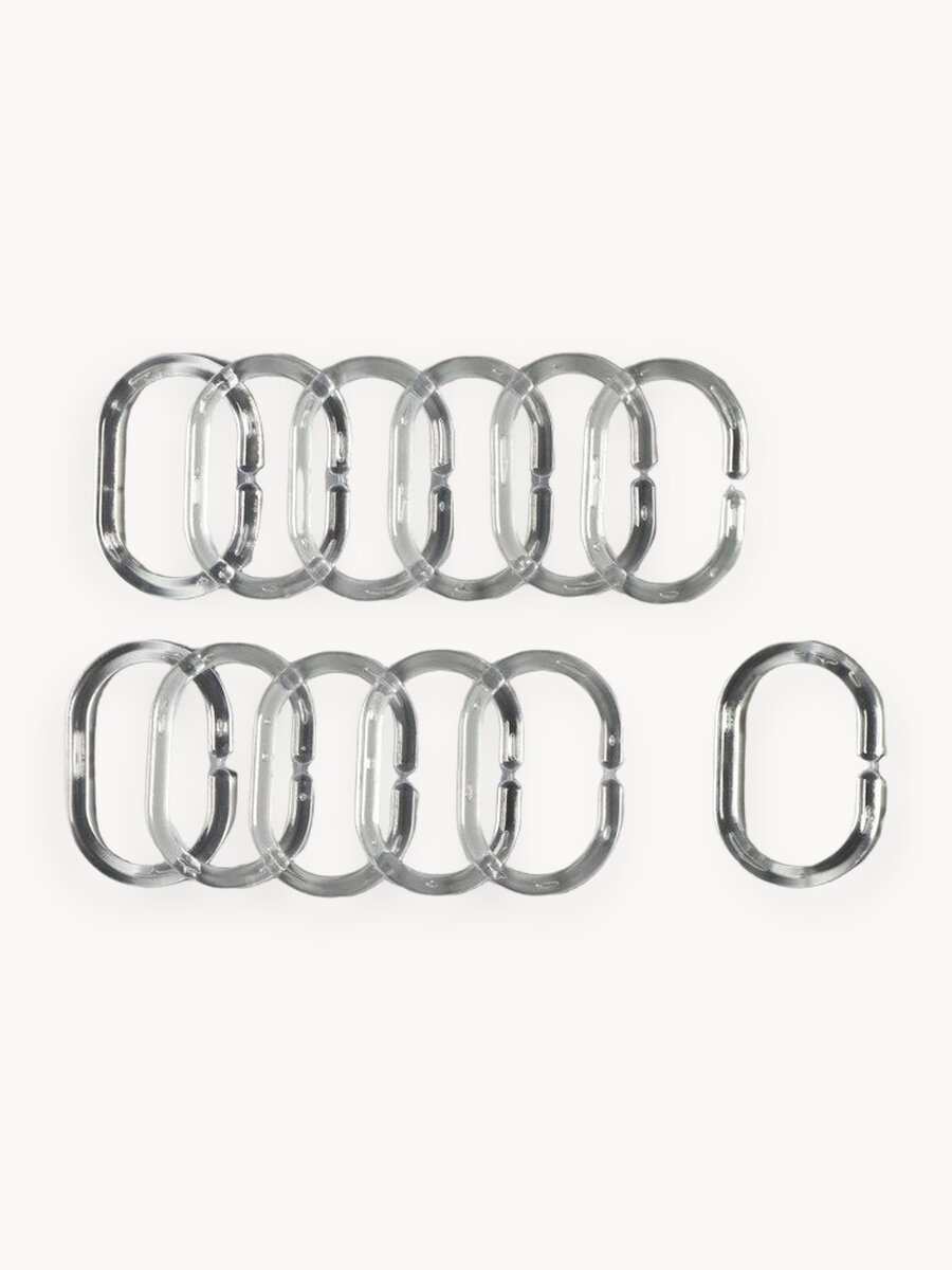 Набор колец для штор в ванную, пластик, 12 шт, цвет прозрачный