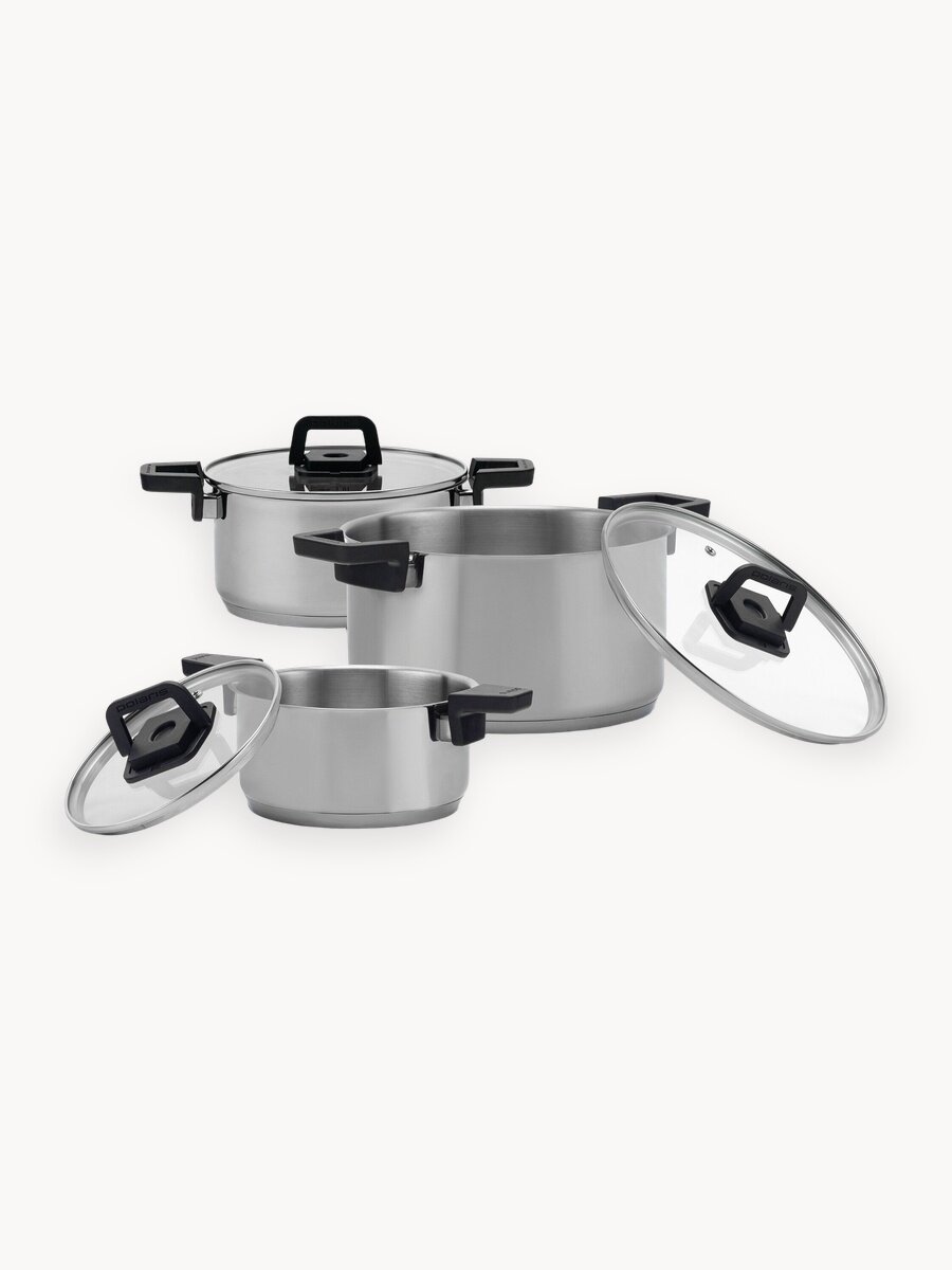 Набор кастрюль Polaris Fold&Keep-6S компактного хранения из нержавеющей стали с крышками Fold&Keep-6S
