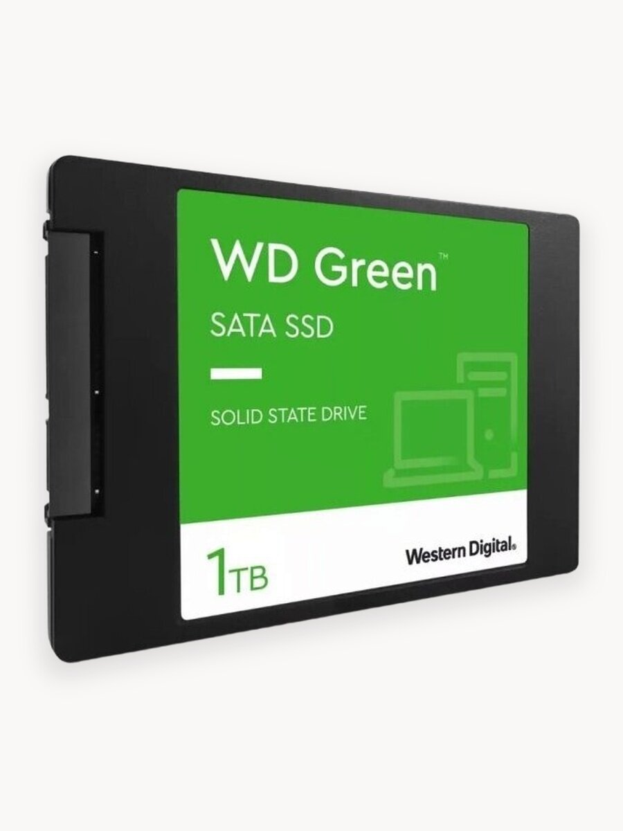 SSD диск Western Digital WD Green, 1000Гб, 2.5", SATA (WDS100T3G0A)