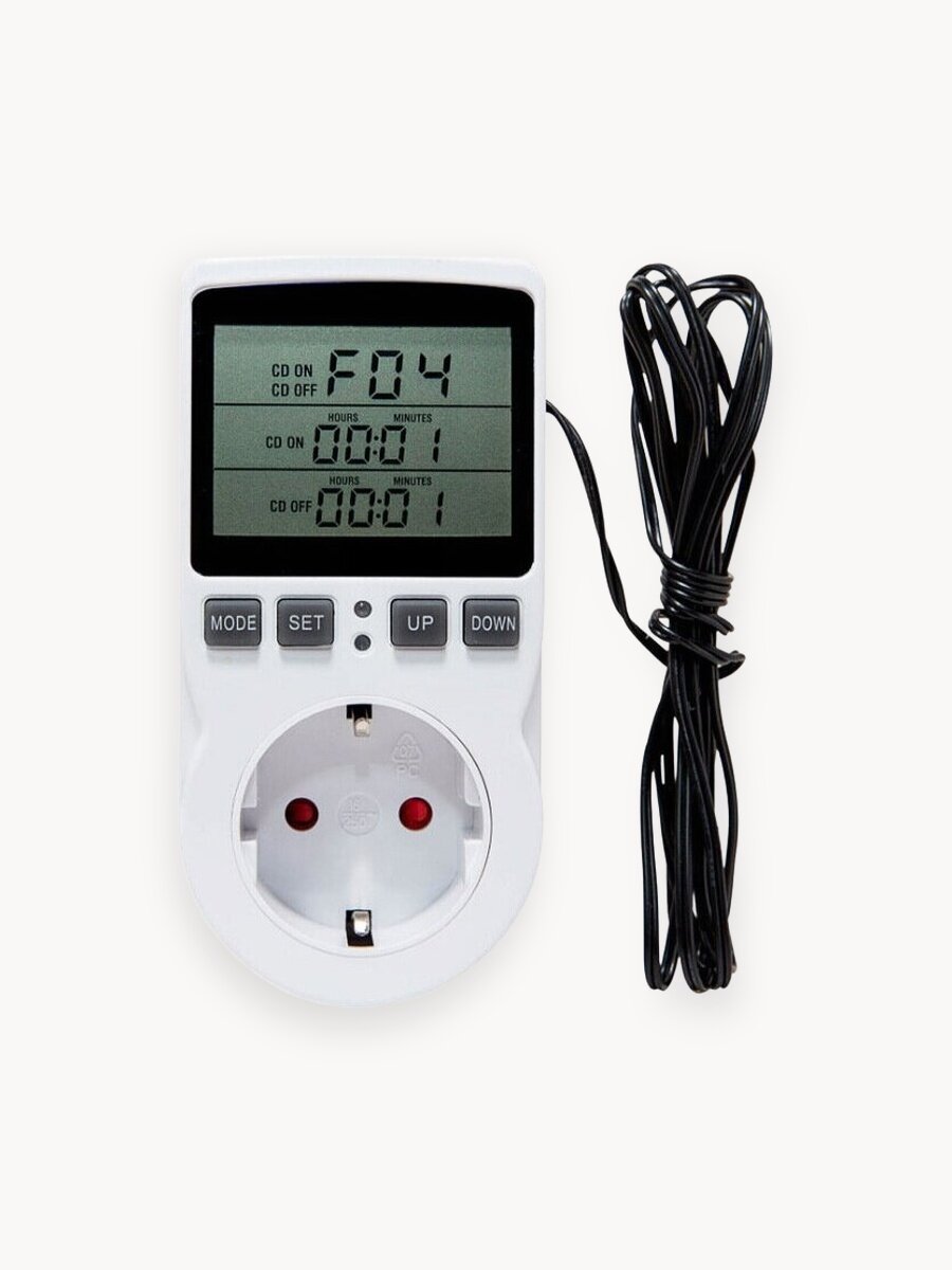 Терморегулятор в розетку для обогревателя с таймером.