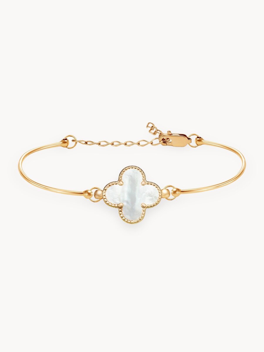 Браслет-цепочка, красное золото, 585 проба, зернь, гравировка, перламутр