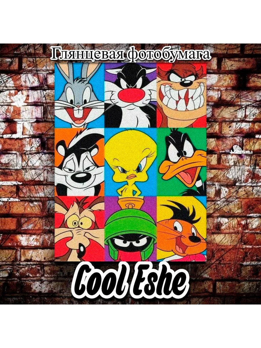 Постер "Looney Tunes, персонажи, яркие краски" А1
