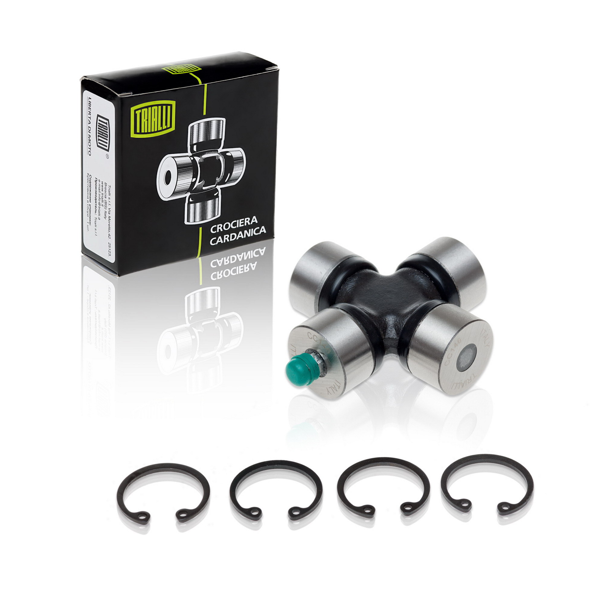 TRIALLI CC 146 (2101220202501 / 21050220202500 / 21052202025) крестовина кардана усиленная, +4 стопорных кольца\