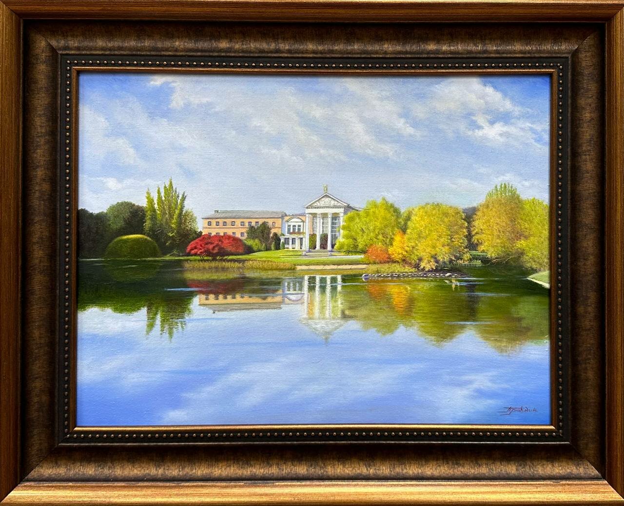 Картина маслом, летний пейзаж "Ботанический сад"