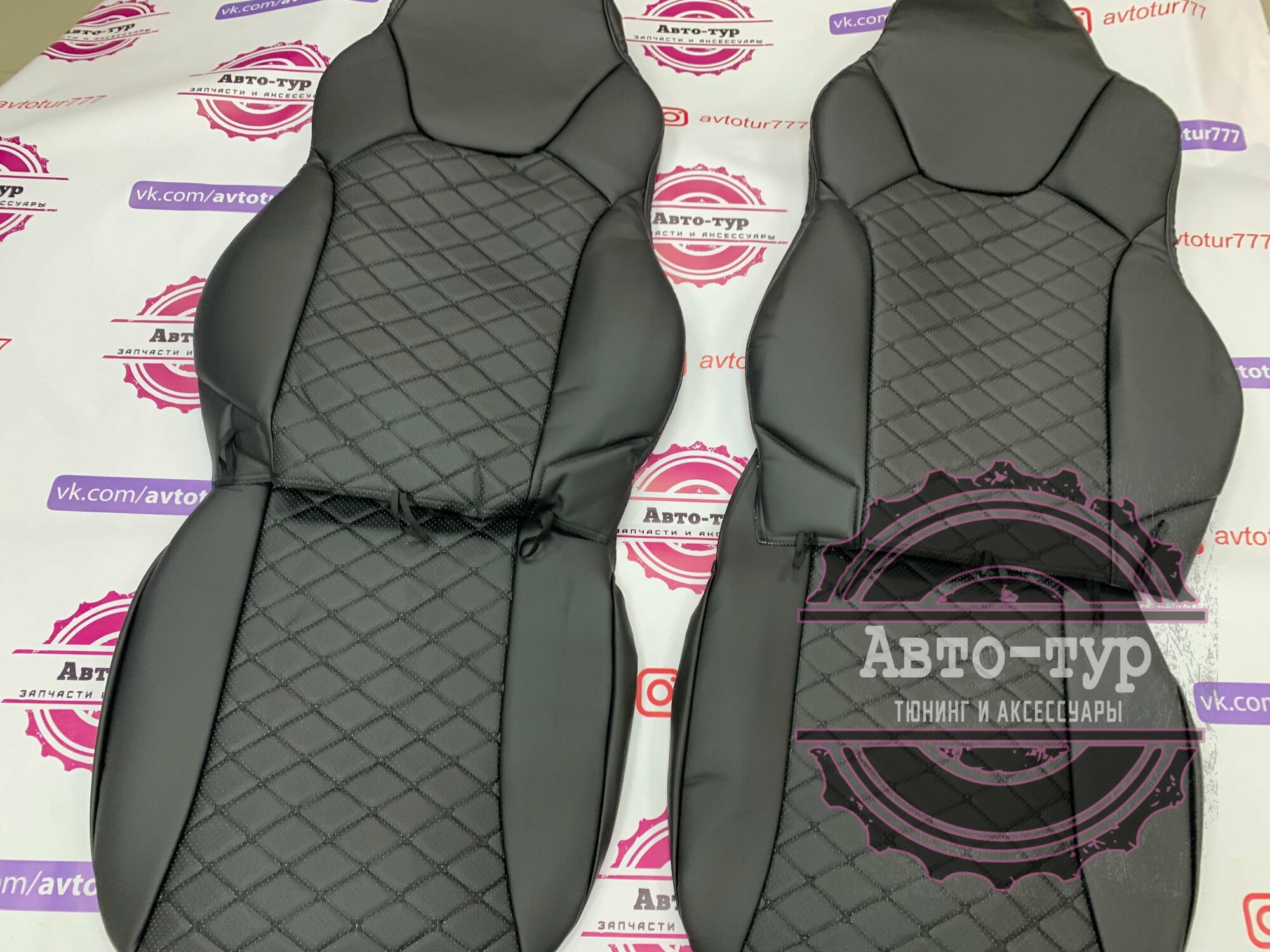 Универсальные чехлы Рекаро ромб бабочка черная на весь салон