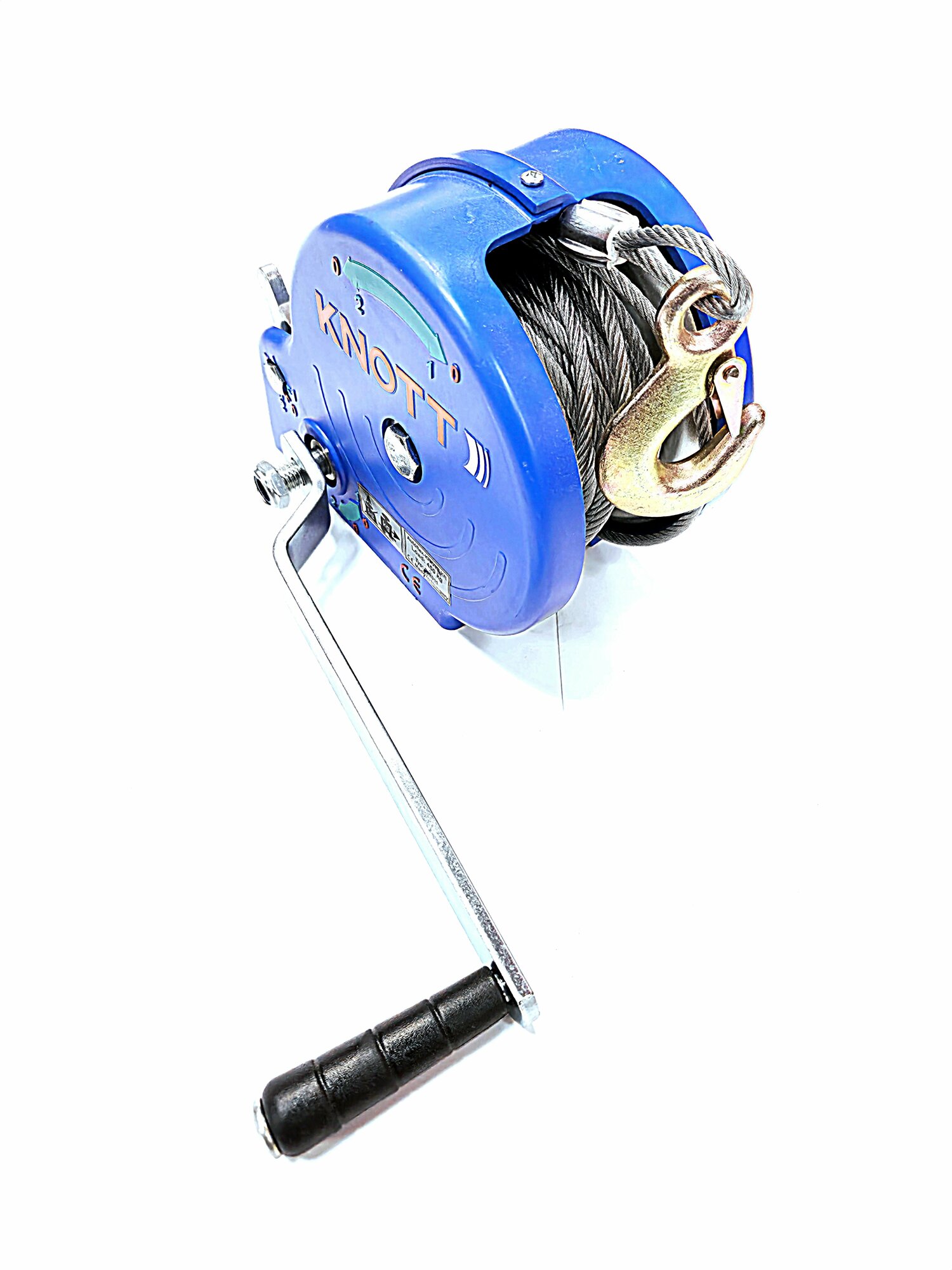 Лебедка ручная KNOTT 450 кг трос 7 м для лодочного прицепа