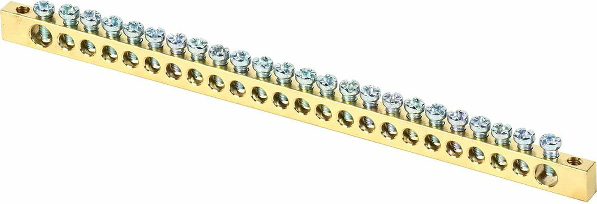 Нулевая шина REXANT PE-N, латунь, крепление края, 6x9, 162 мм, золотистая