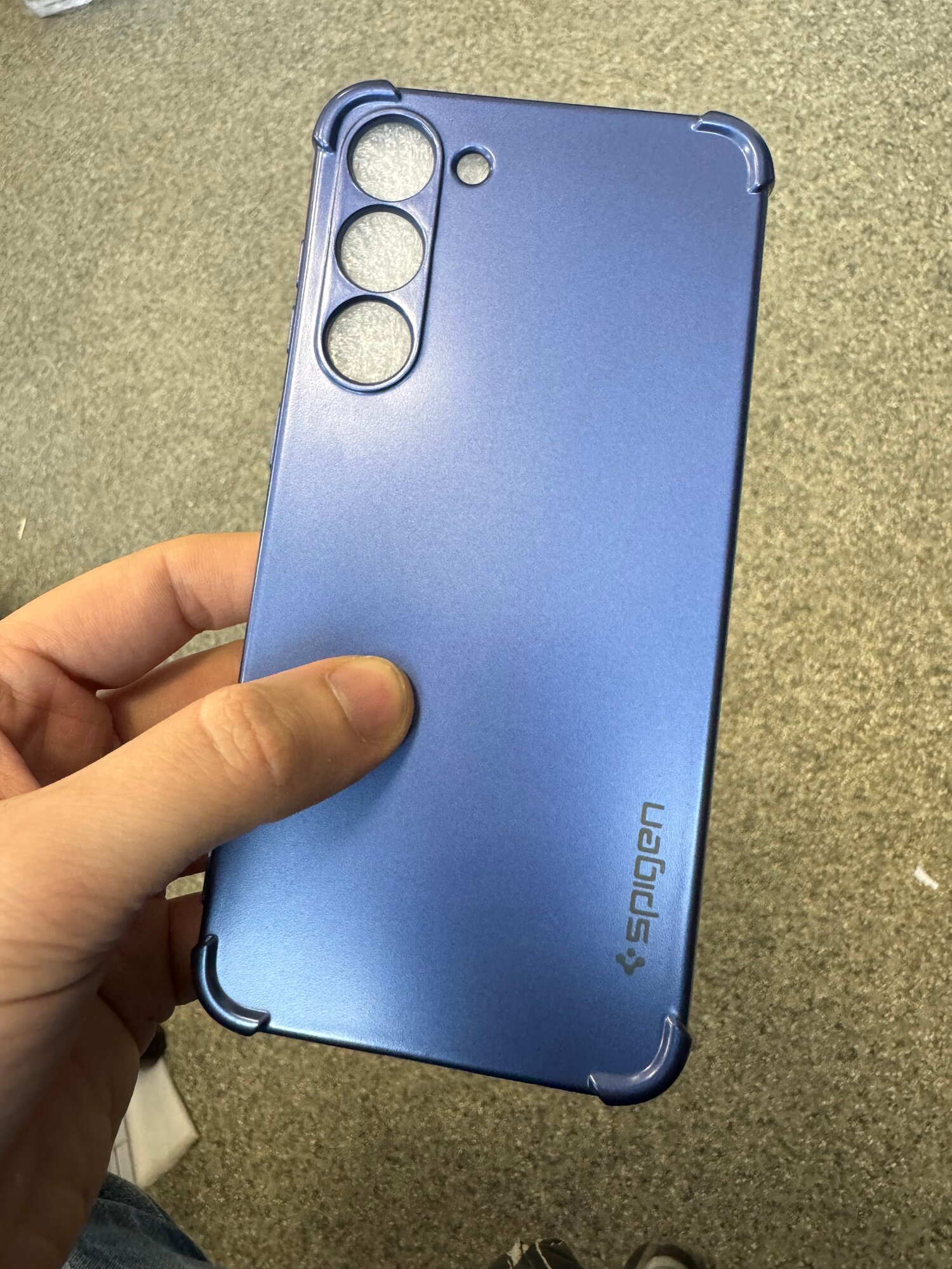 Чехол панель накладка бампер MyPads SPIGEN для Samsung Galaxy S23 Plus + тонкая силиконовая крышка противоударная синяя MyPads