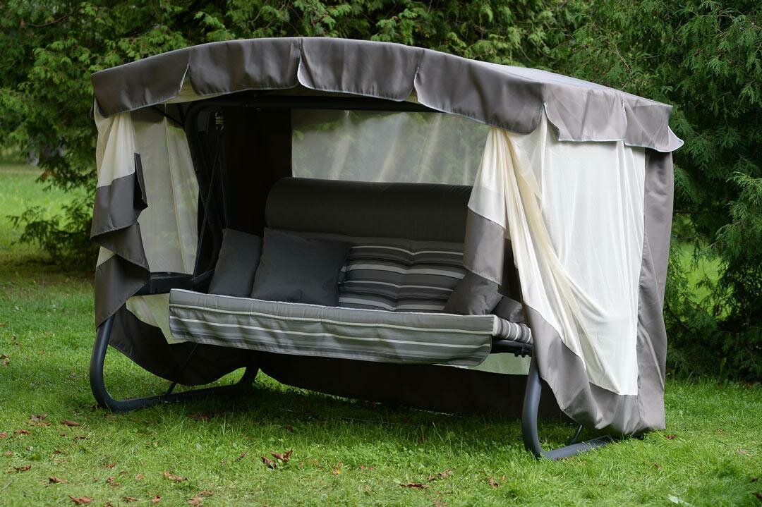 Качели садовые OLSA "Александрия", 4-местные, диаметр трубы 70 мм, нагрузка до 480кг, серый. с1498