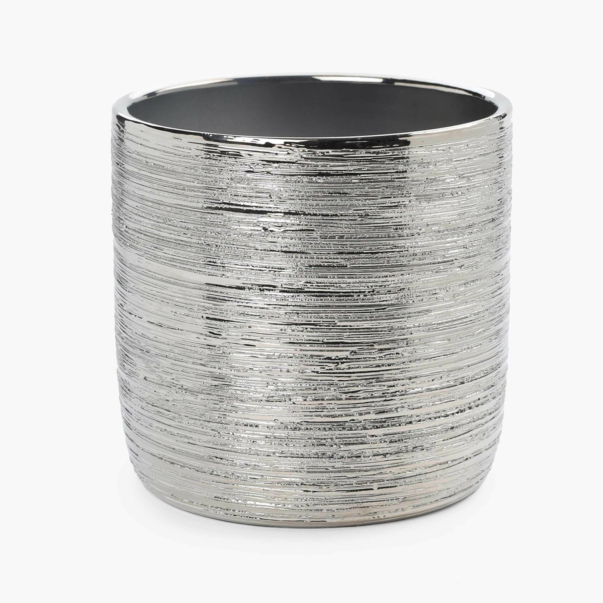 Кашпо, 14х14 см, керамика, серебристое, Galore, Kuchenland