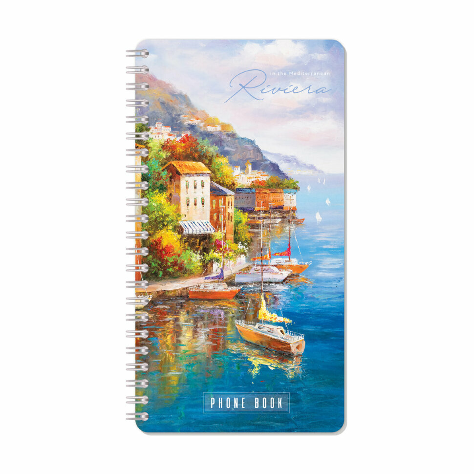 Телефонная книга А5, 80л, на гребне OfficeSpace "Живопись. Riviera", с высечкой, 346948rf