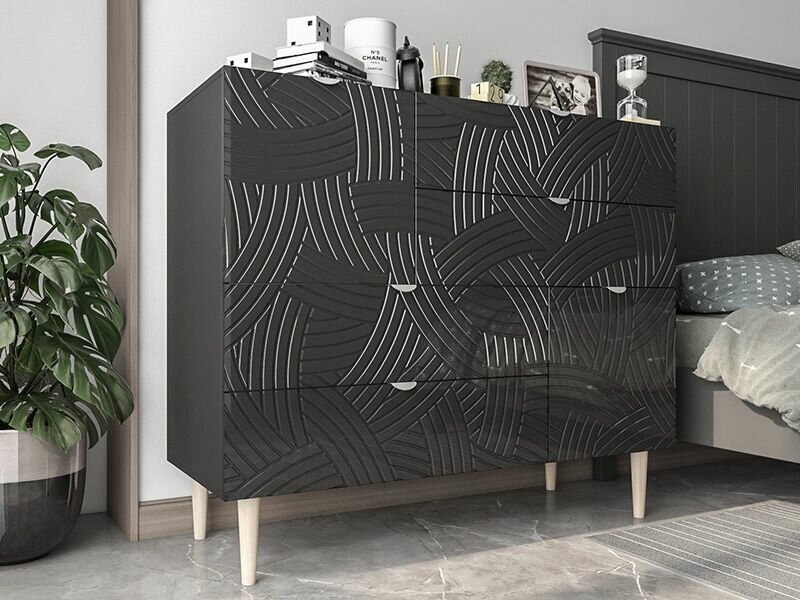 Комод для вещей "Йорк 24" 120х100х40, черный / черный глянец