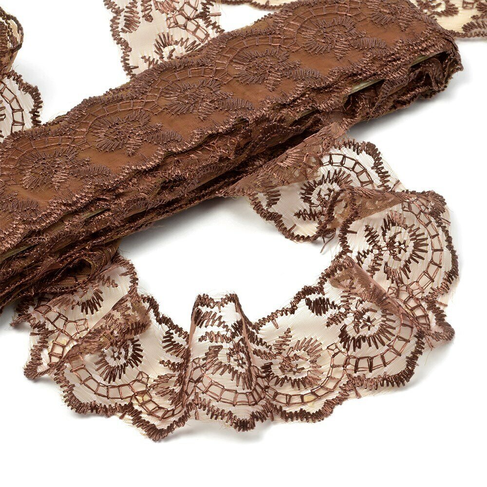 Кружево капроновое (кружево для рукоделия) шир.45мм цв. коричневый упак.9,14 м