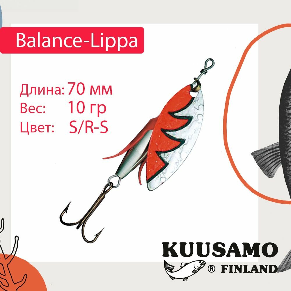Блесна для рыбалки Kuusamo Balance-Lippa 10гр. S/R-S (вращающаяся)