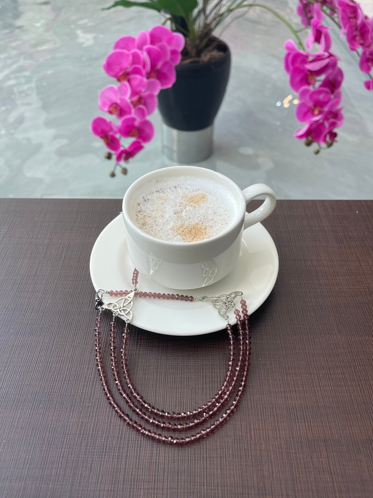 Чокер Jewellery by Marina Orlova, шпинель синтетическая, длина 39 см, коричневый — фото 1