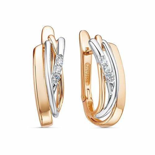 Серьги, красное золото, 585 проба, бриллиант