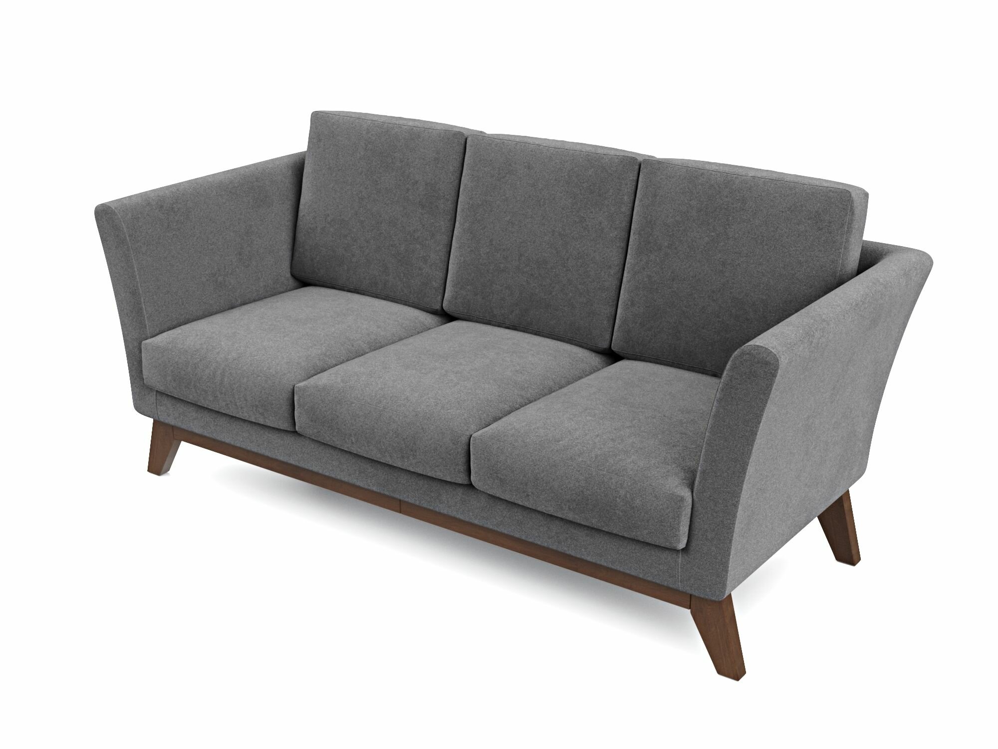 Диван прямой Arsko Див-Б, серый-орех, велюр, трехместный, в офис, в салон красоты, в гостиную, на ножках, скандинавский лофт