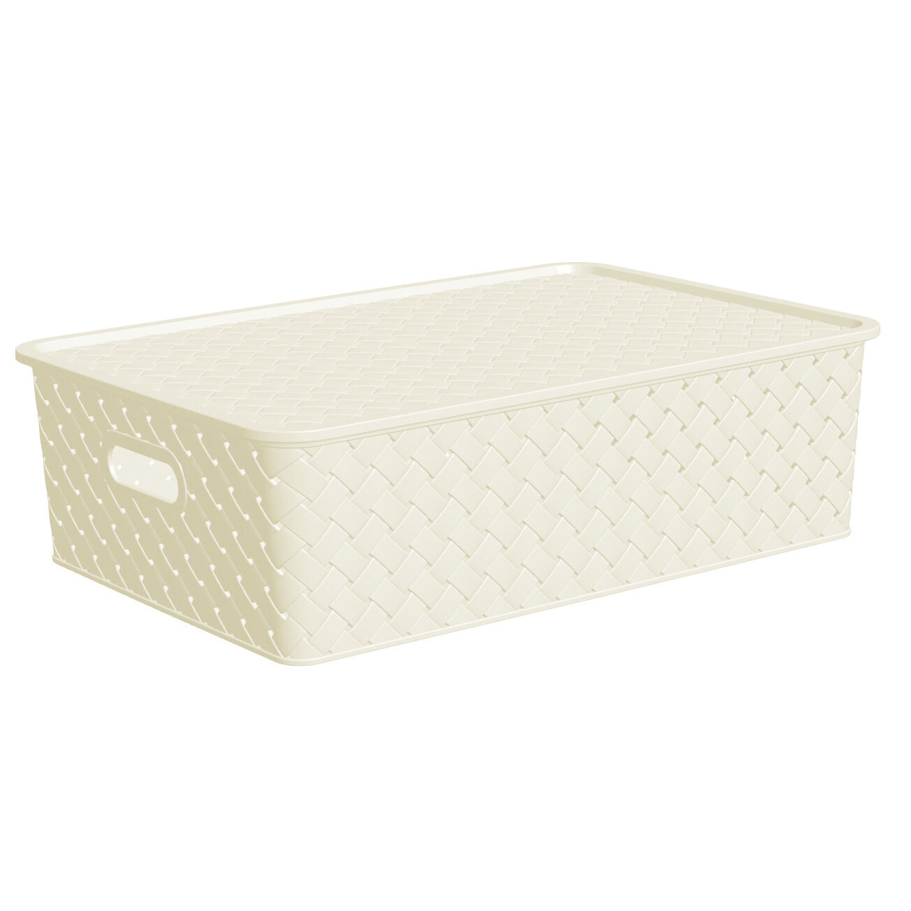 Корзина для хранения " Violet" Береста, прямоугольная с крышкой, 3 л, 23,5*17,3*10,5 см, слоновая кость