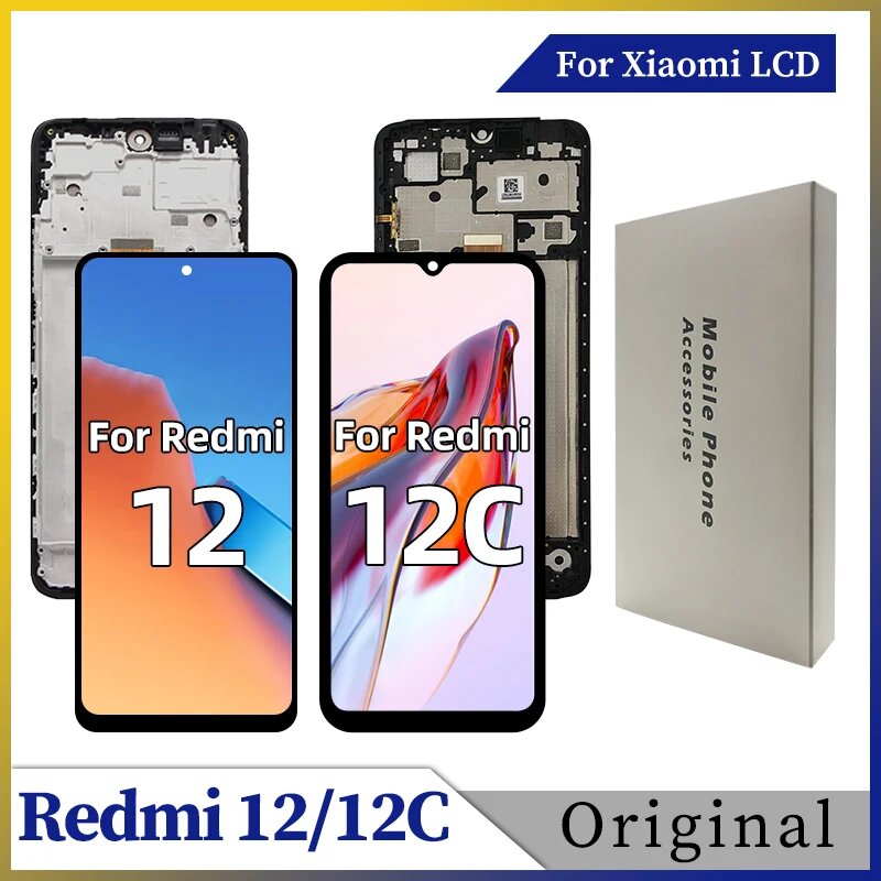 12C для Xiaomi Redmi 12C ЖК-дисплей Poco C55, дигитайзер сенсорного экрана для Redmi 12, дисплей 23053RN02A, запасные части для ЖК-дисплея 12C With Frame
