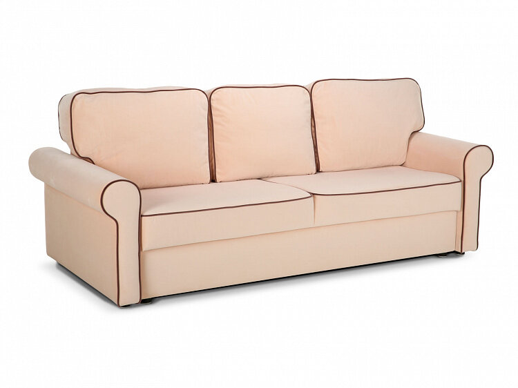 Прямой диван Тулон бежевый, пантограф (тик-так), 240х110х98 см, с ящиком для белья