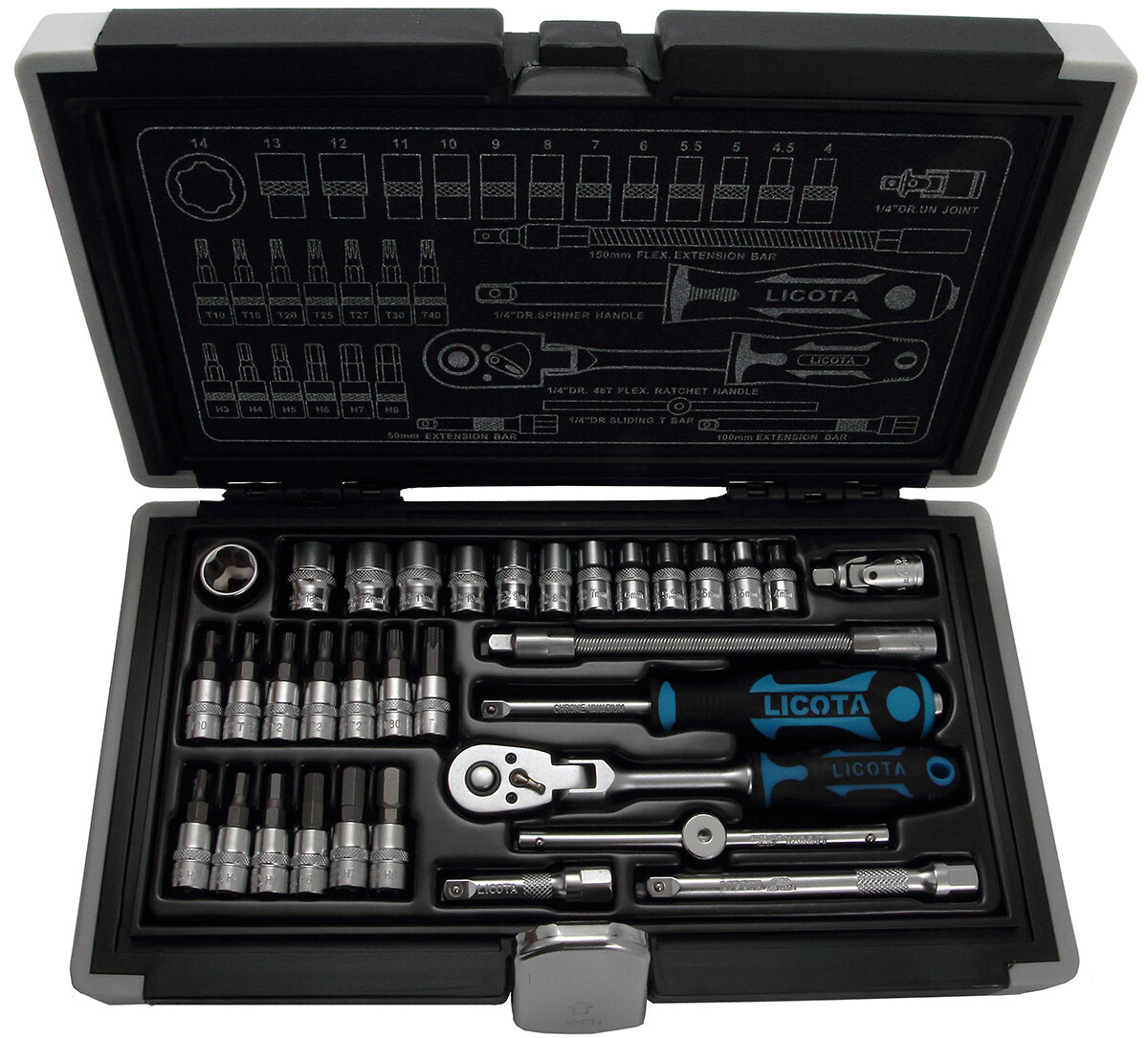Licota ALK-0003 Набор торцевых головок 1/4" 33пр super lock