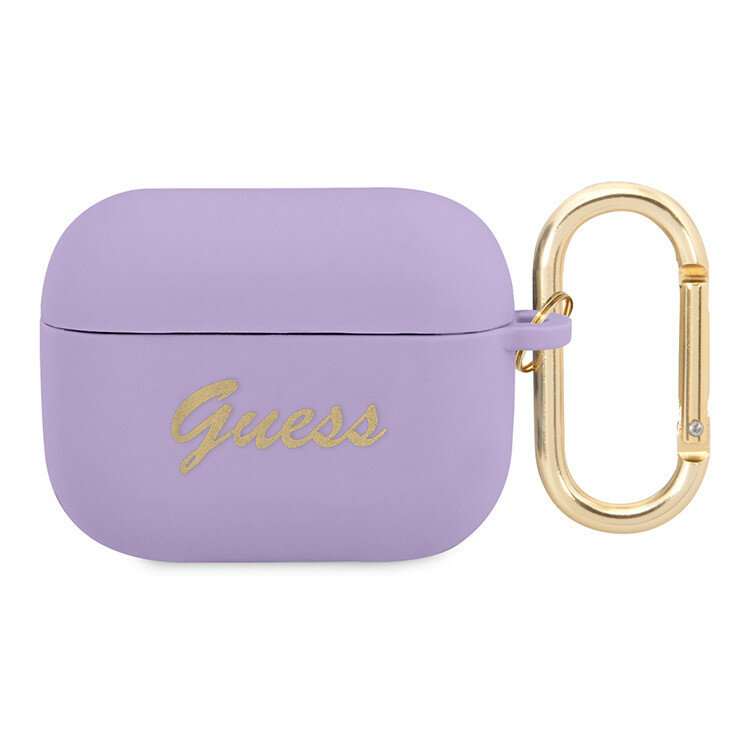 Guess чехол для Airpods Pro, Silicone Script logo с карабином, фиолетовый