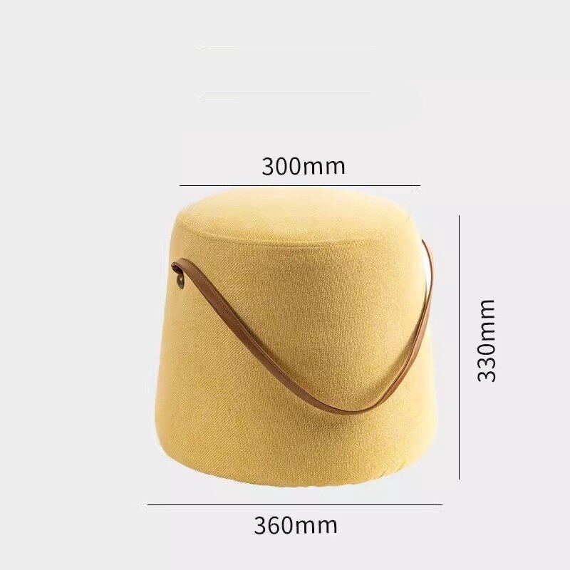 Стильный переносной пуфик с кожаным ремешком (желтый)