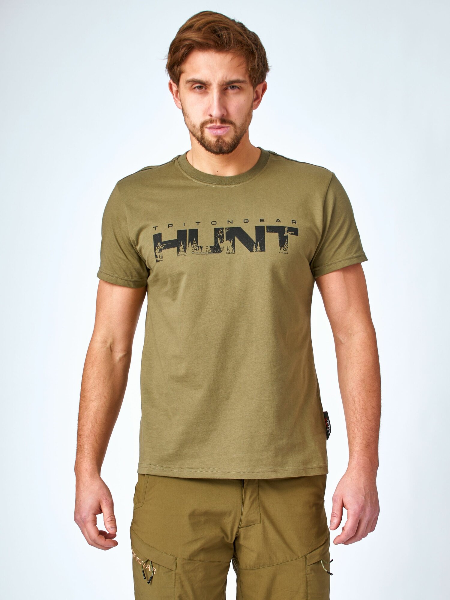 Футболка "HUNT" (Хлопок, Хаки) TRITONGEAR Размер XXL (56-58)
