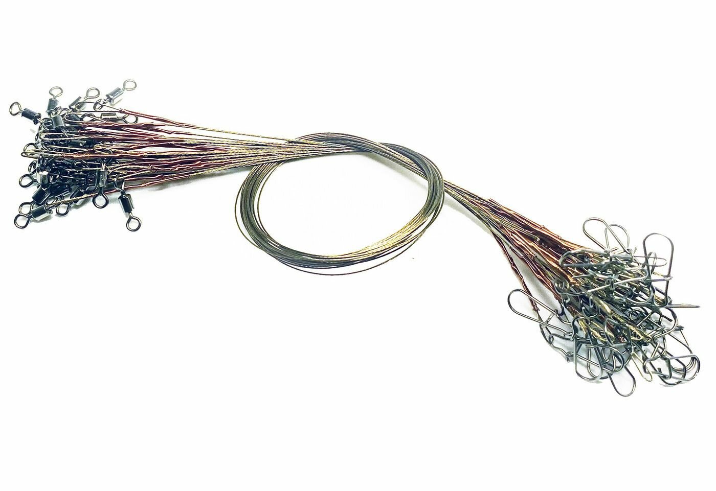 20 ШТ. 25 см. Поводки для рыбалки на щуку / бронзовые / стальные, тест 13 кг.