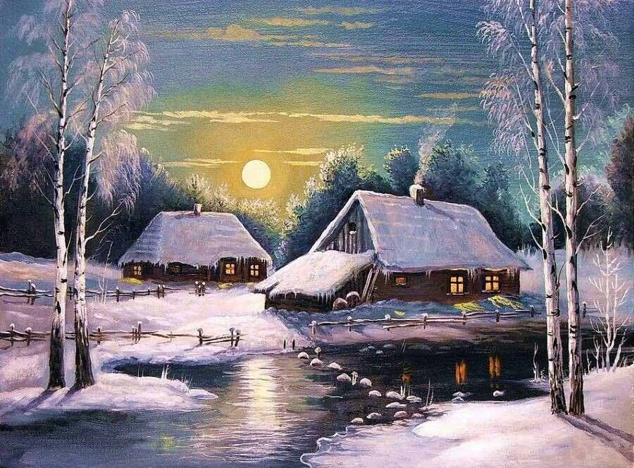 Алмазная мозаика на подрамнике/Картина стразами/ Алмазное хобби "Зимнее утро", 40х50 см, сложность 5, цветов 24/ Komas