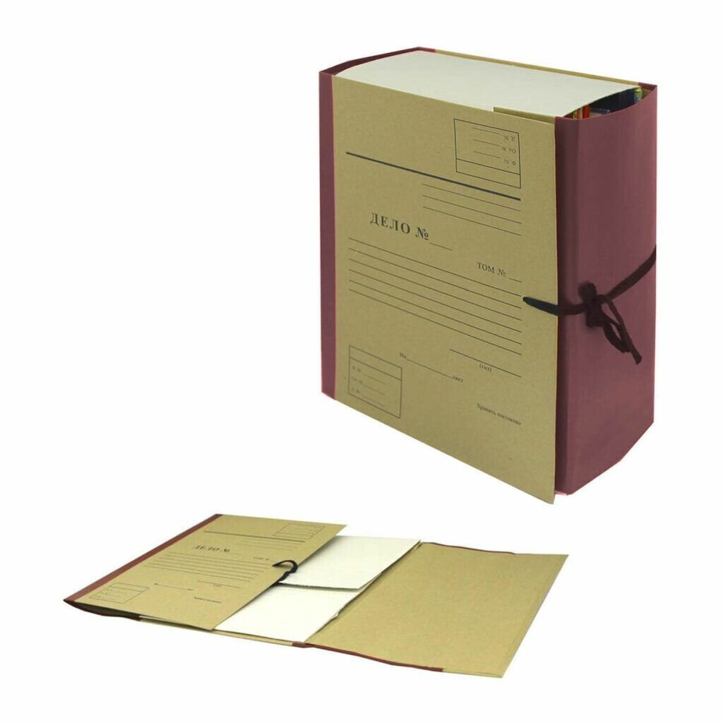 Архивная папка Имидж "Дело", А4, 120 мм, бумвинил, шнурки, бордовая