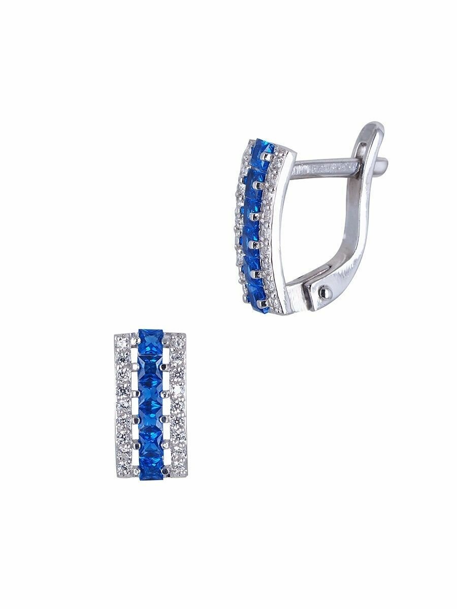 Серьги, серебро, 925 проба, сапфир синтетический
