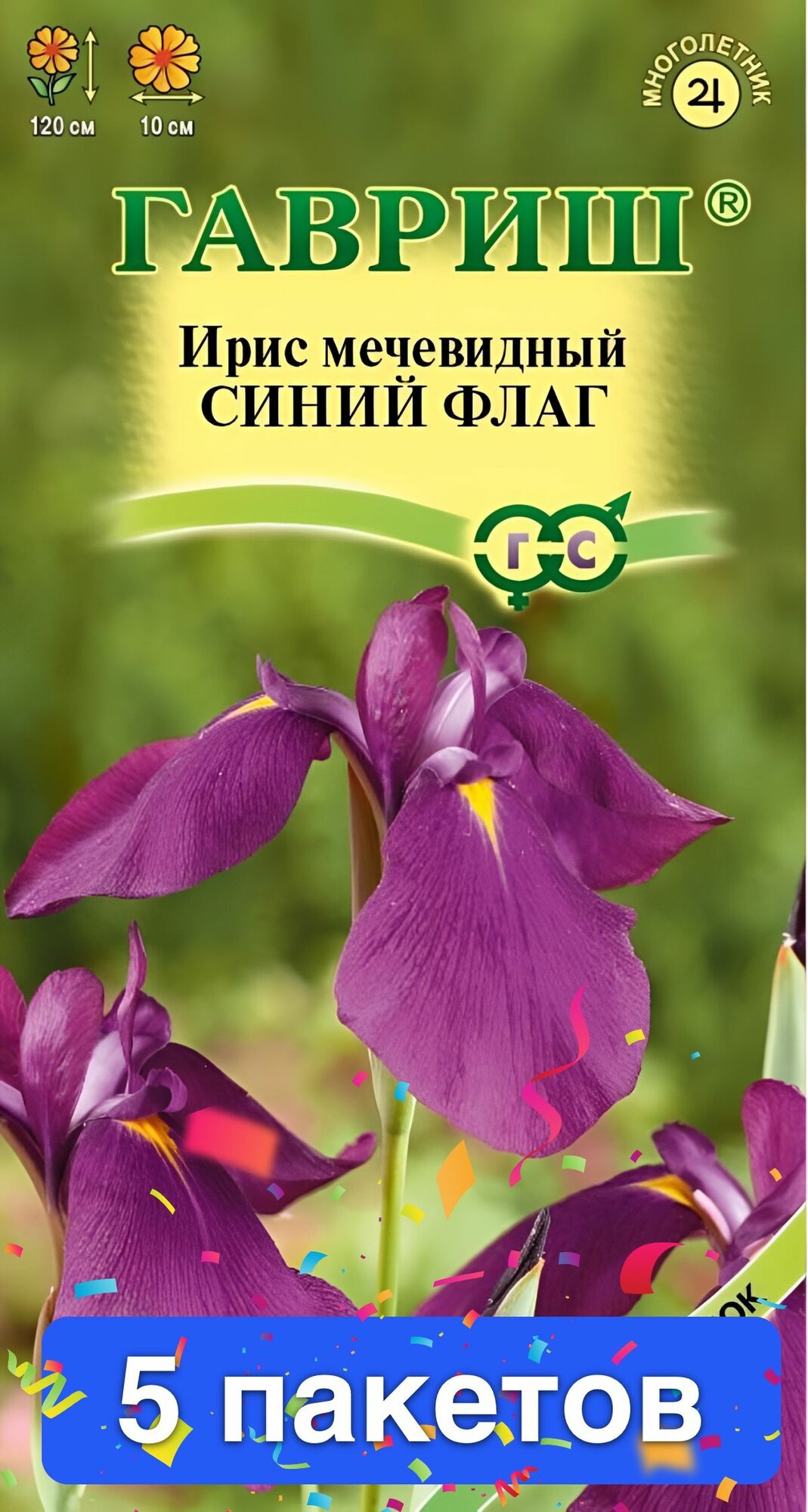 Цветы Ирис Синий флаг (мечевидный) 5 пакетов