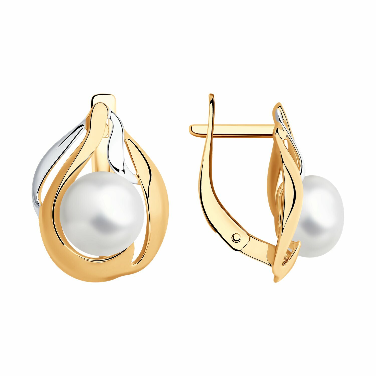 Серьги, красное золото, 585 проба, жемчуг