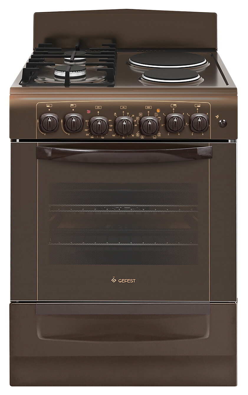 Комбинированная плита Gefest 6112-02 0137 60 см, 55 л, 4 конфорки, коричневый
