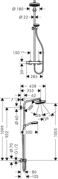 Душевая система Hansgrohe Crometta, 27264400, хром