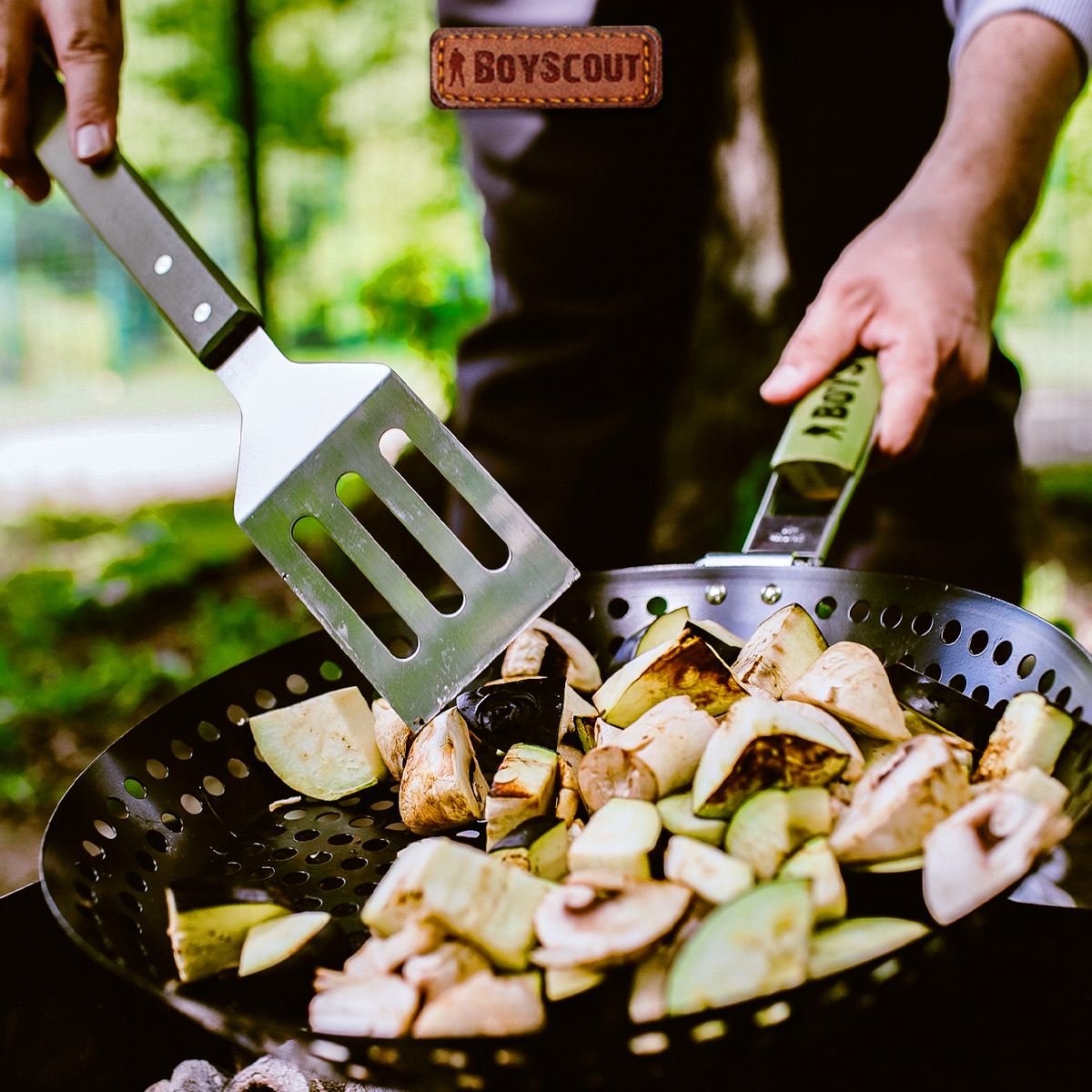 BOYSCOUT Жаровня для морепродуктов и овощей с антипригарным покрытием, складной ручкой, 53х O30х3 см