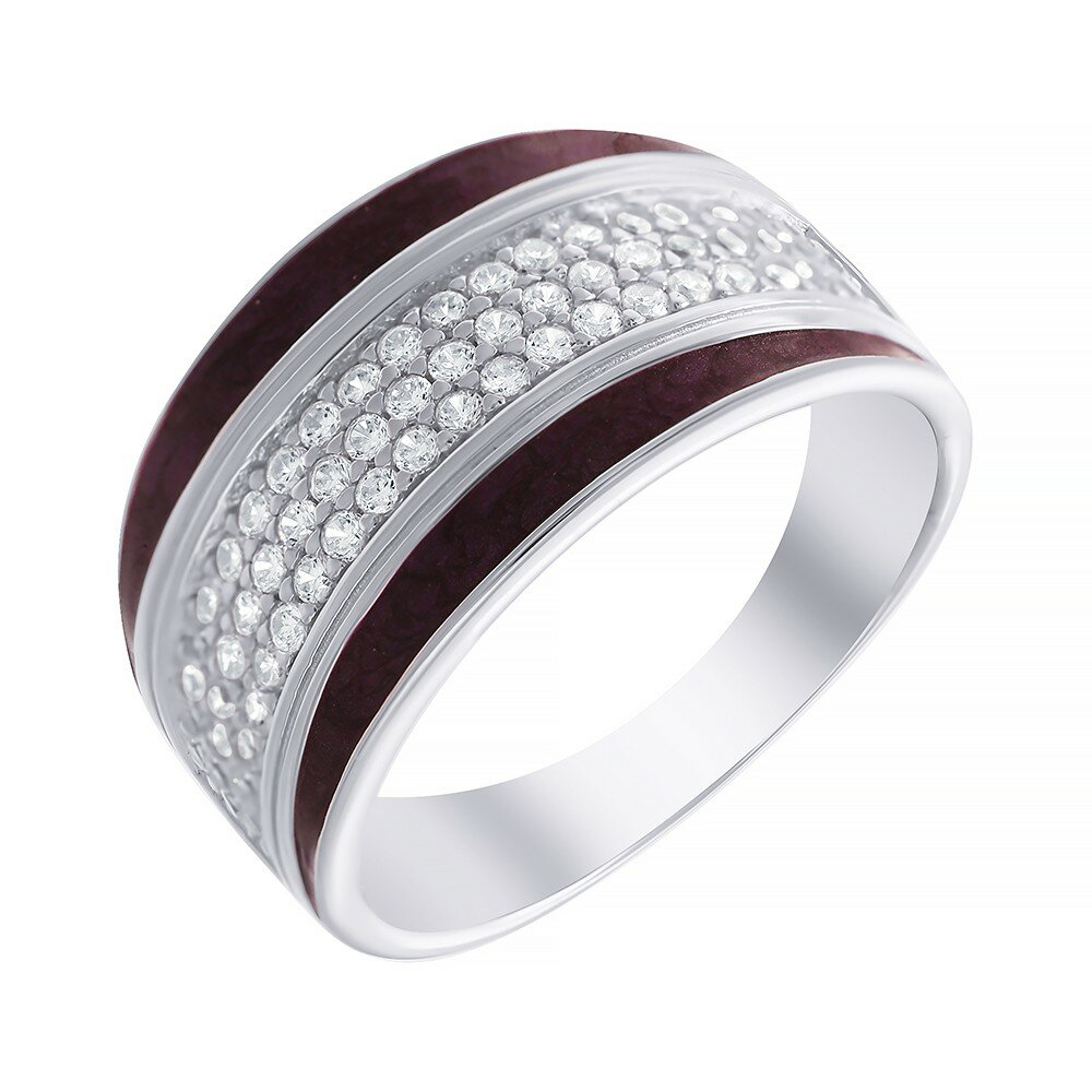 Кольцо ELEMENT47, серебро, 925 проба, фианит, эмаль