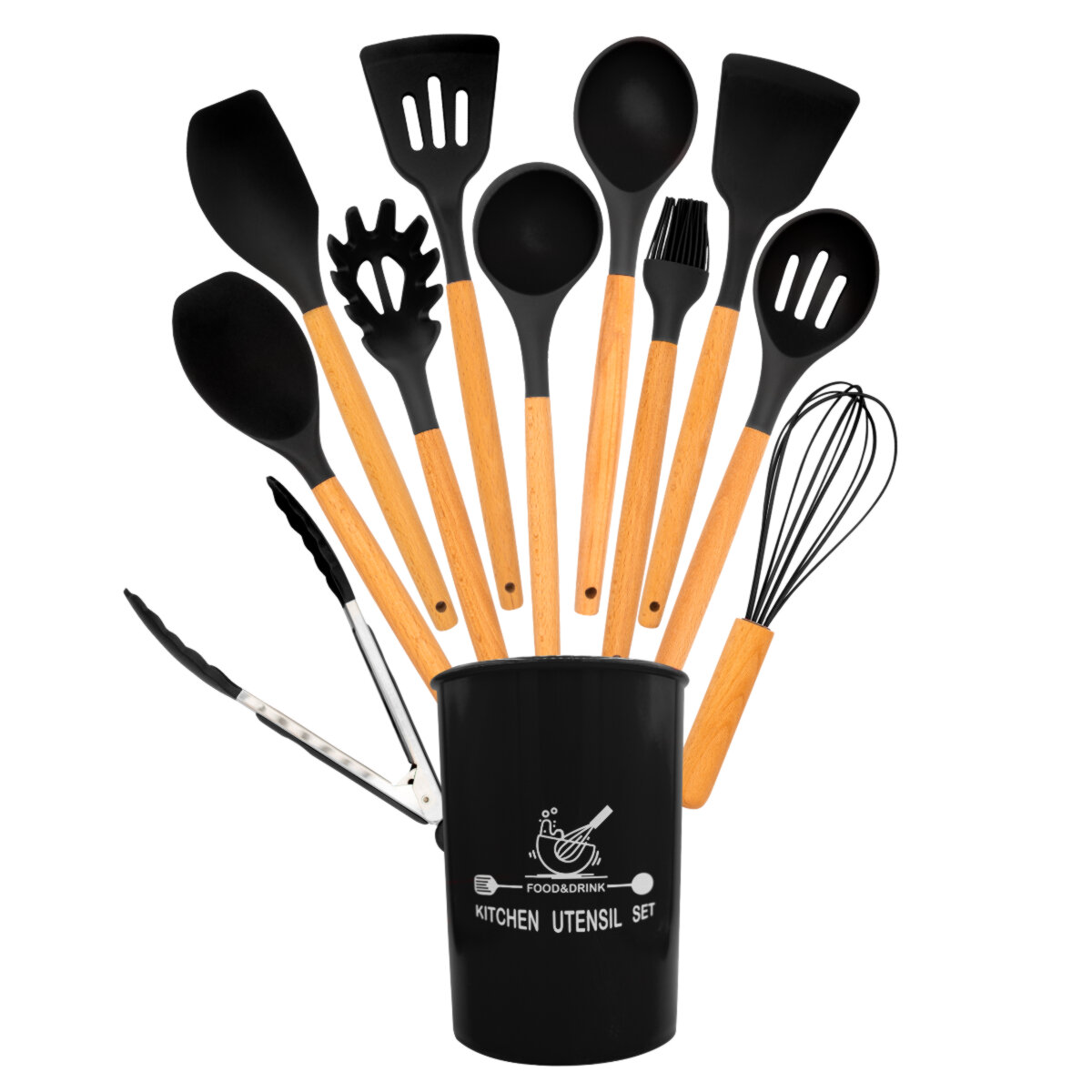 Набор кухонных принадлежностей 11 шт, черный, Kitchen Angel KA-SLOP-07