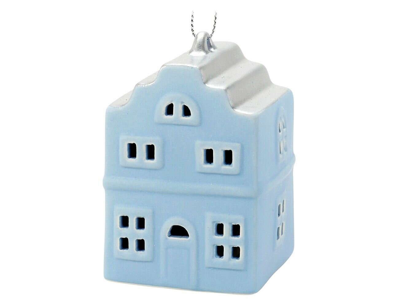 Светящееся ёлочное украшение, фарфор, голубой, тёплый белый LED-огонь, 8 см, Koopman International