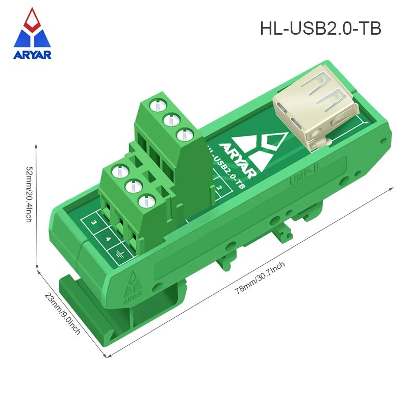 ARYAR HL-USB2.0-TB разъем USB А на DIN-рейку