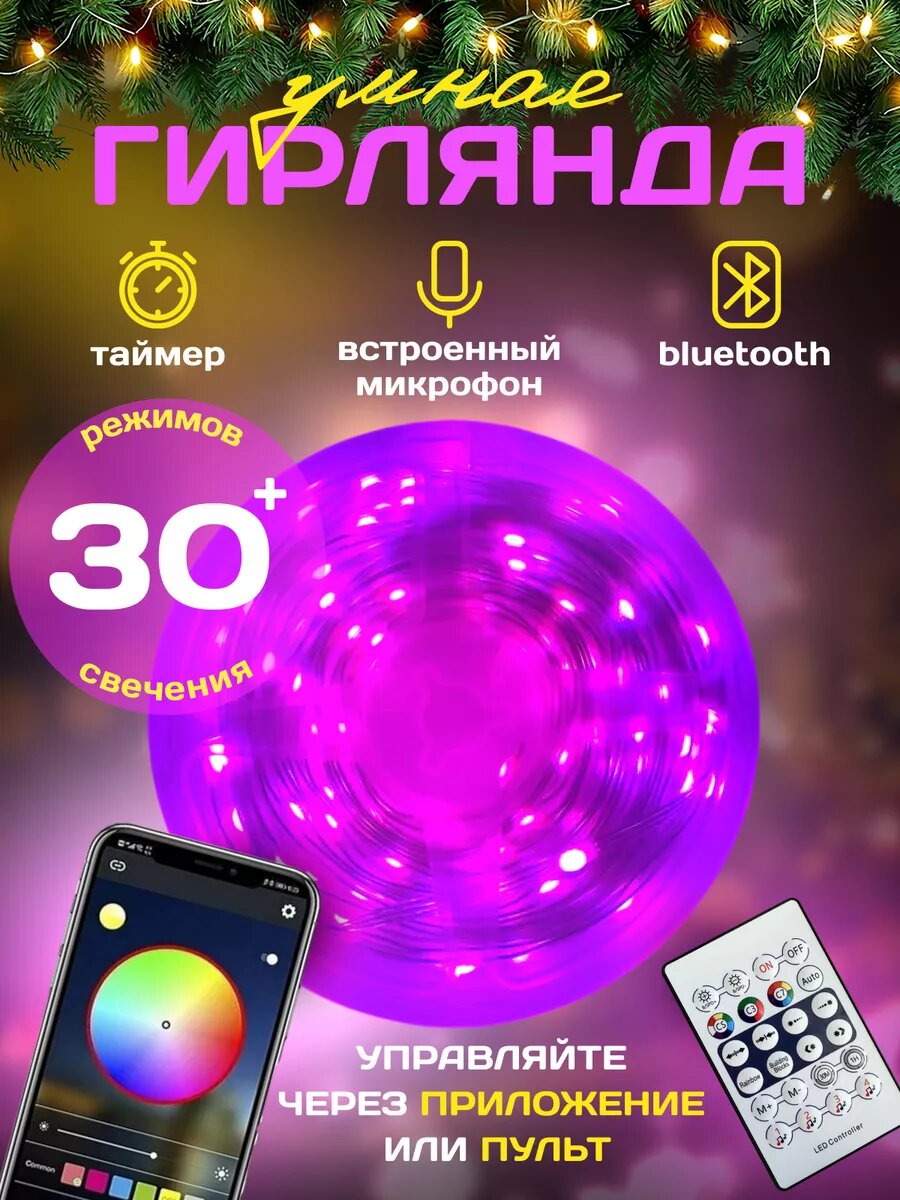 Умная гирлянда RGB, дистанционное управление