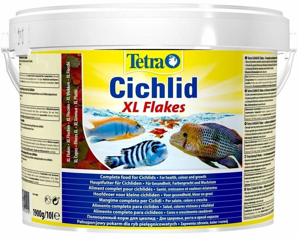 TetraCichlid XL корм для всех видов цихлид, крупные хлопья 10 л (ведро)
