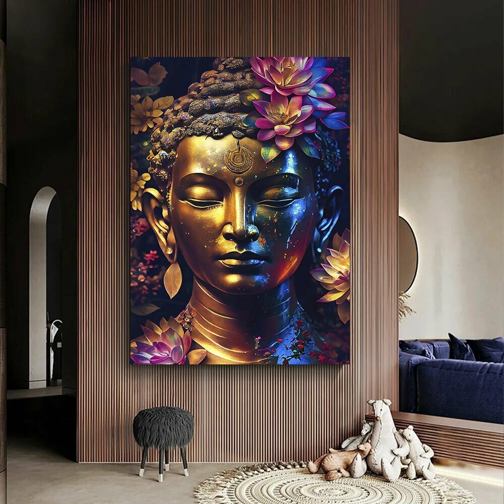 Картина ВсеКартины. Тут "Многоликий Будда", поп-арт, на деревянном подрамнике, 60x80 см