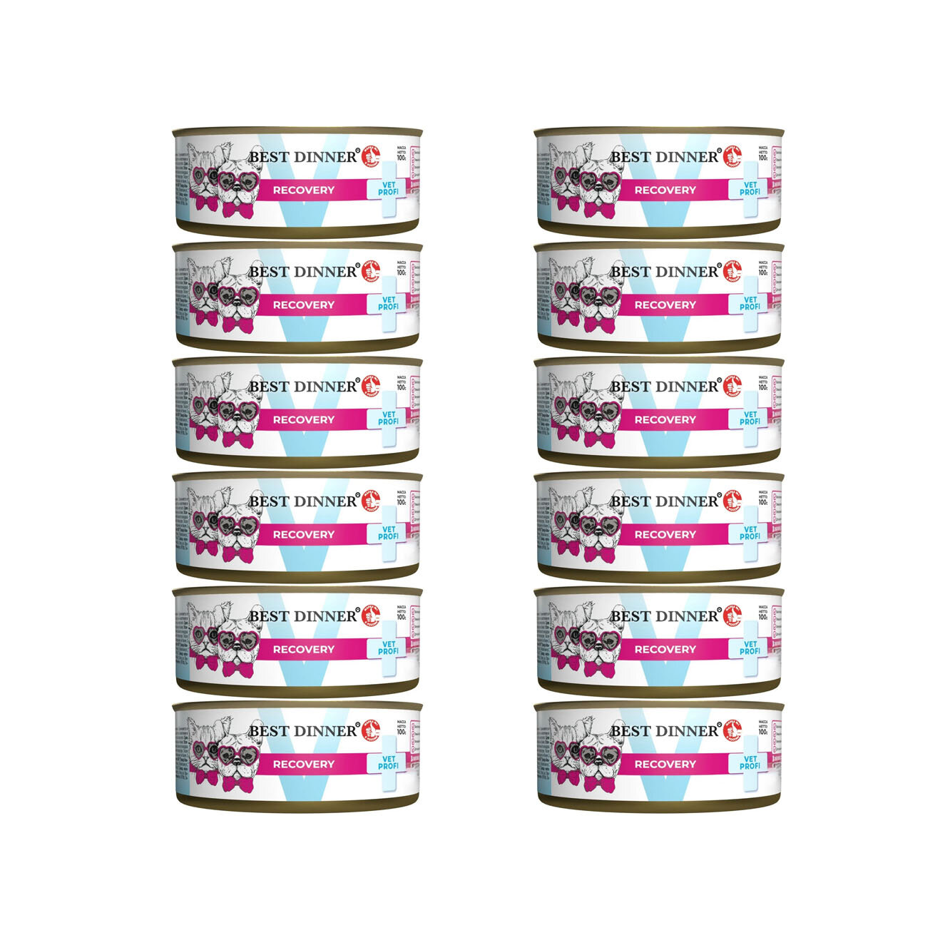 Best Dinner Vet Profi Recovery Cat&Dog Консервы повышенной калорийности и питательности при истощении и в период восстановления, 100г (12 штук)