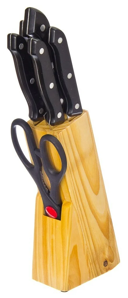 Набор ножей Vetta 803-104, 7 предметов, нержавеющая сталь, деревянная подставка