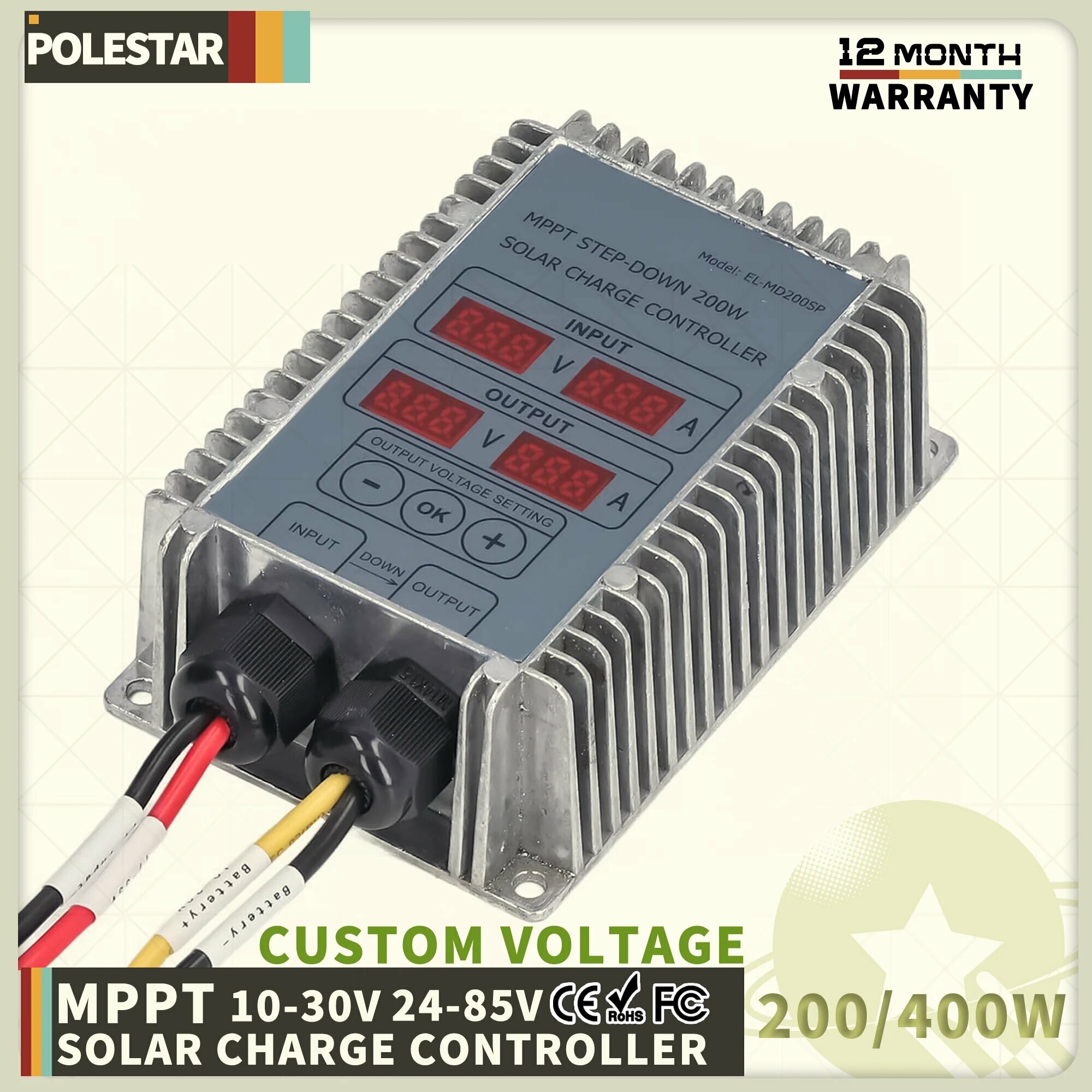 POWLSOJX Солнечный контроллер зарядки 200Вт/400Вт Step-down200W