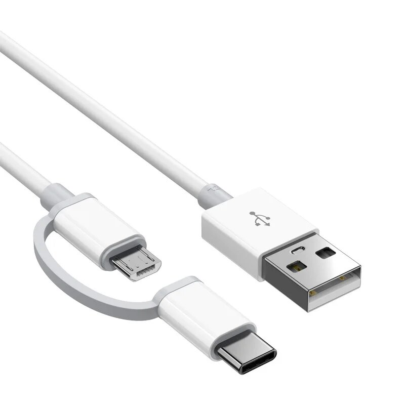 Кабель Micro USB Type C 2 в 1 для Xiaomi Huawei Samsung Galaxy, провод для передачи данных и быстрой зарядки 1 м